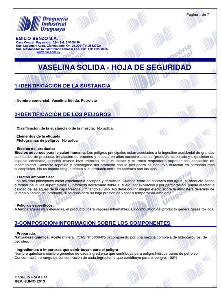 Vaselina Solida - | Dióxido de carbono | Agua