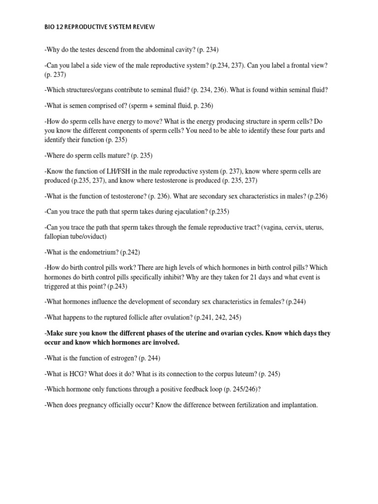 Biology 12 Reproduction Review | PDF | Menstrual Cycle | Luteinizing ...