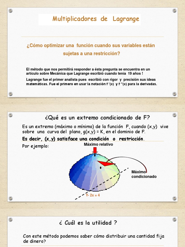 Multiplicadores de Lagrange | Descargar gratis PDF | Enseñanza de matemática | Análisis matemático