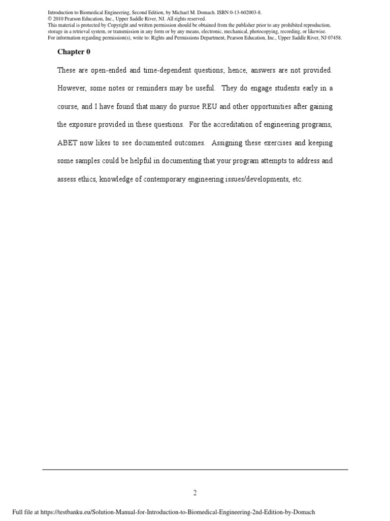 Solution Manual For Introduction To Biomedical Engineering 2nd Edition by Domach | PDF | Genetic ...