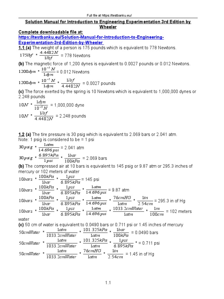 Solution Manual For Introduction To Engineering Experimentation 3rd
