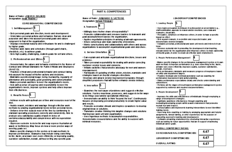 OPCRF School Head | PDF | Goal | Leadership