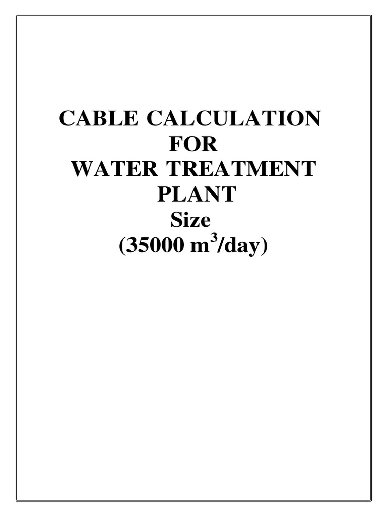 Cable Calculations For Water Treatment Plant | PDF | Voltage | Volt