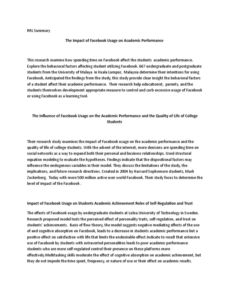 The Impact of Facebook Usage On Academic Performance | PDF | Facebook ...