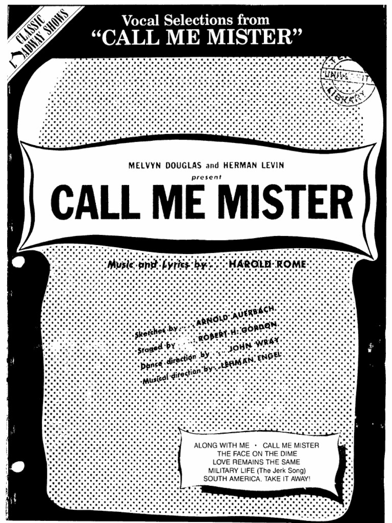 Call Me Mister PDF | PDF