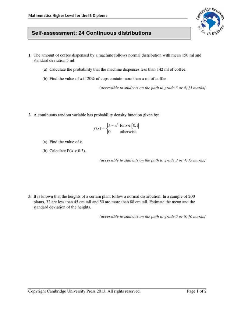 5 Continuous Prob Distributions | PDF | Mean | Probability Distribution