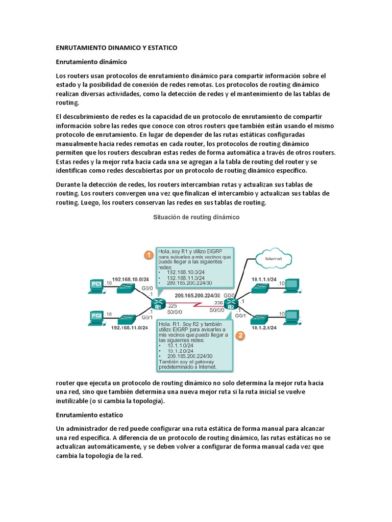 Enrutamiento Dinamico y Estatico | PDF | Enrutador (Computación) | Red de arquitectura