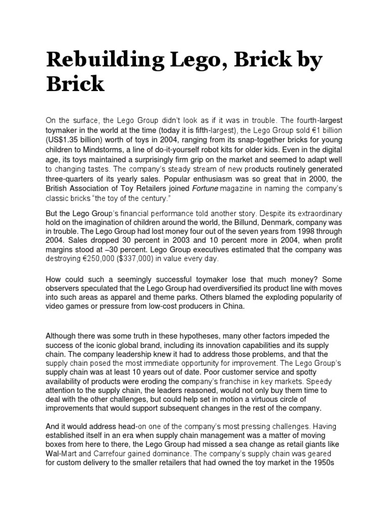 Rebuilding Lego, Brick by Brick | PDF | Lego | Retail