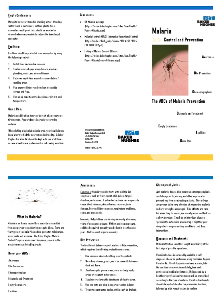 Malaria Control Brochure | PDF | Malaria | Medicine