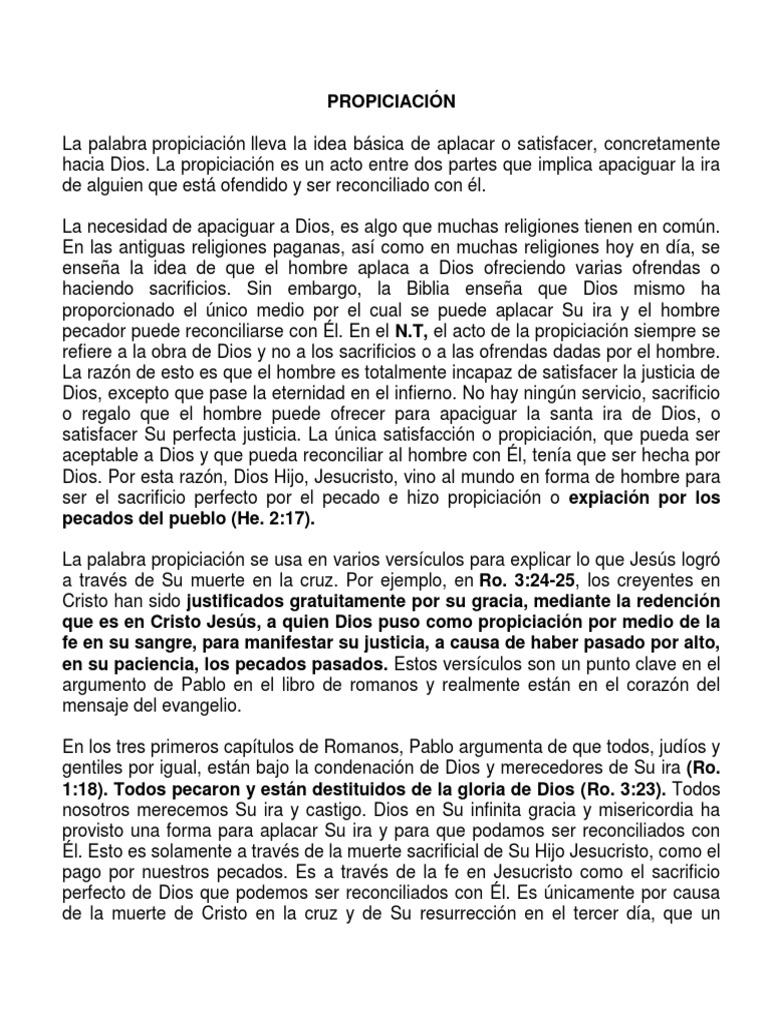 PROPICIACION | PDF | Expiación en el cristianismo | Pecado