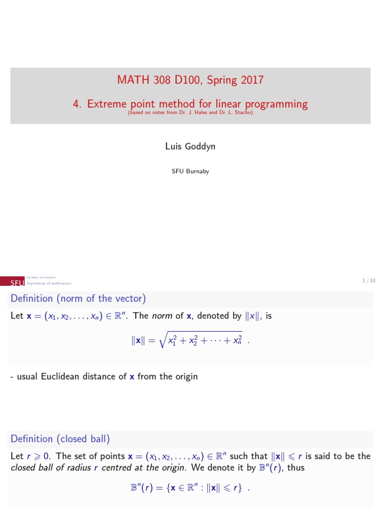 Extreme Point Method For Linear Programming PDF | PDF | Operations Research | Mathematical ...