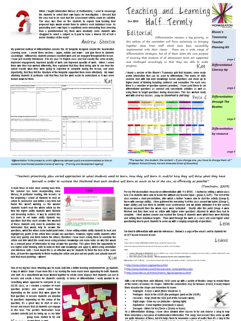 Bloom's Taxonomy Teacher Planning Kit | Download Free PDF | Literacy ...