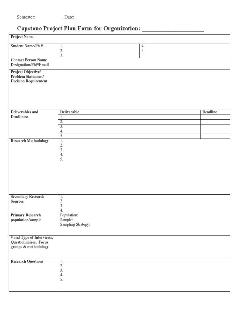 Capstone Project Plan Template | PDF | Career & Growth | Science ...
