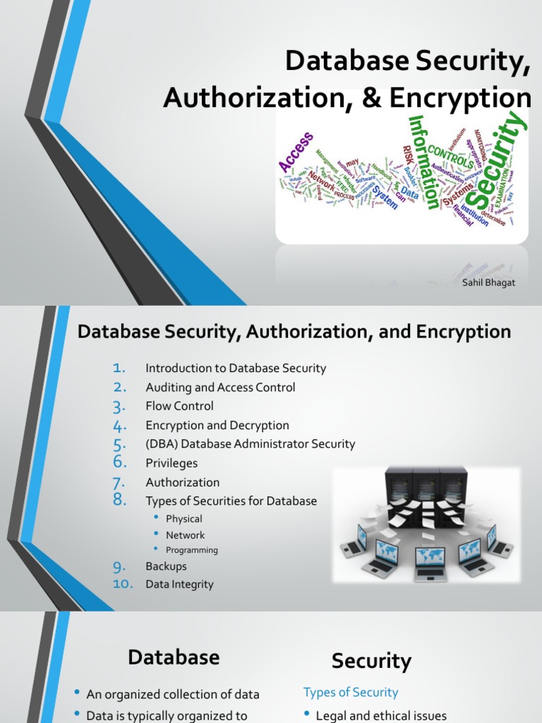 Database Security, Authorization, & Encryption: Sahil Bhagat | PDF | Key (Cryptography ...