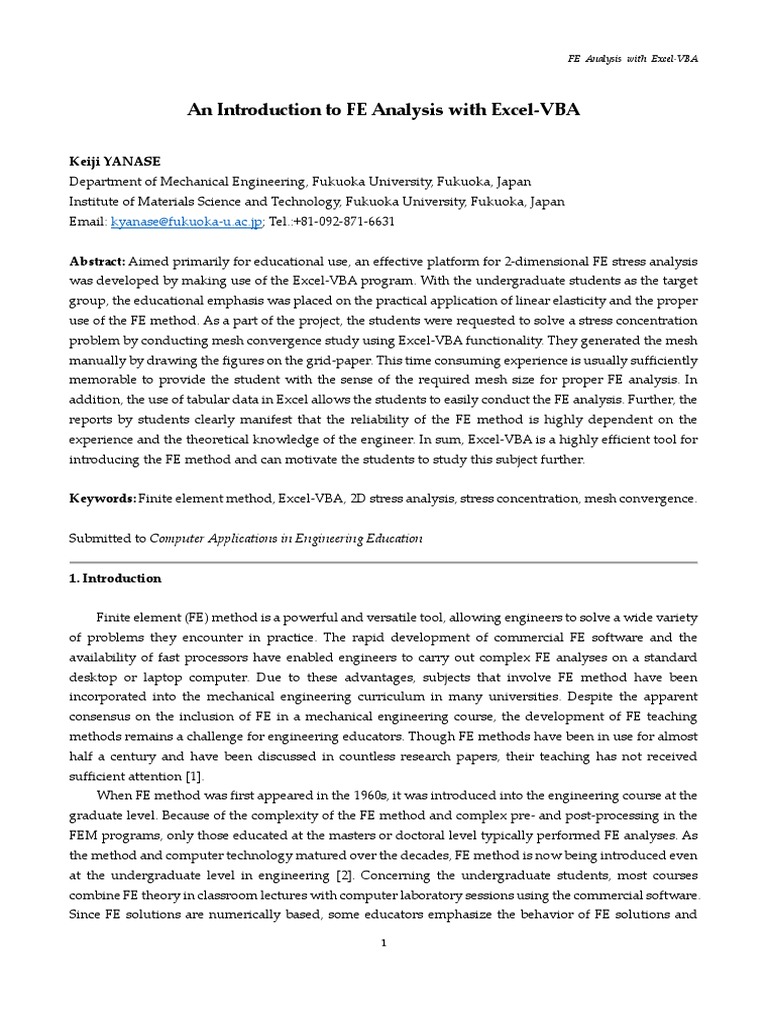 Excel-VBA for 2D FE Analysis Education | PDF | Finite Element Method ...