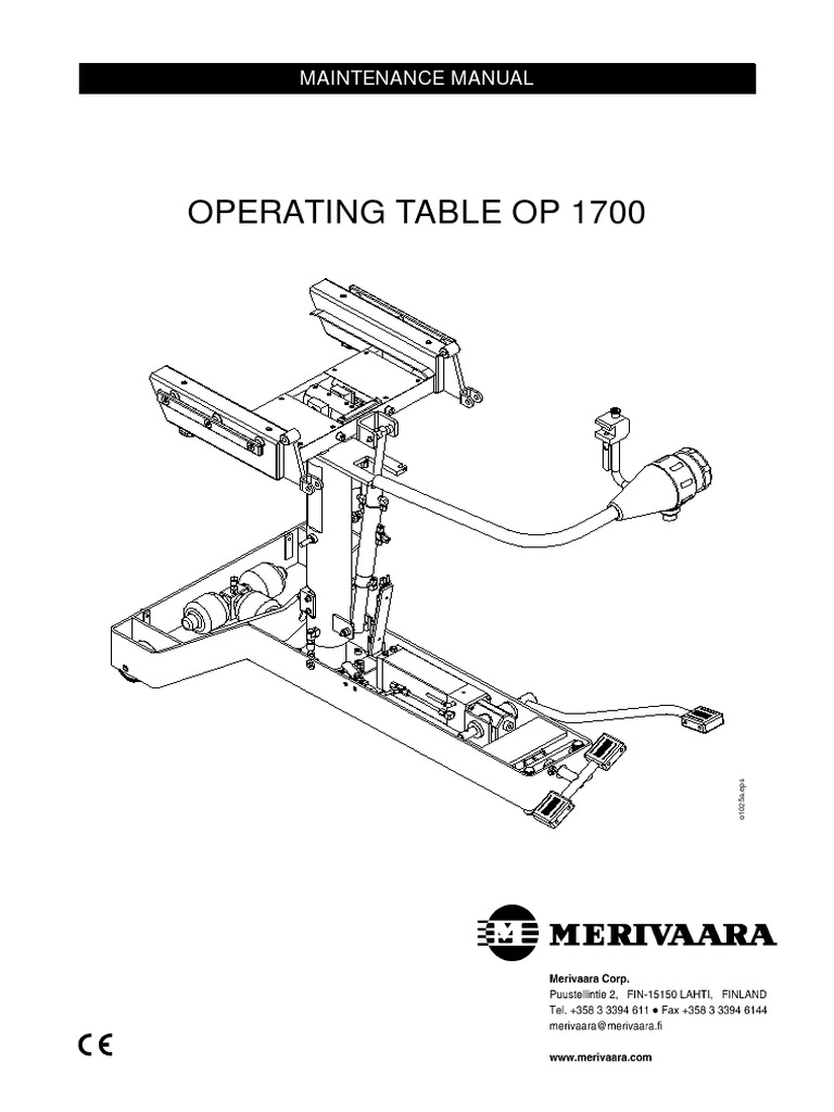Merivaara OP-1700 Operating Table - Service Manual | PDF | Pump | Valve