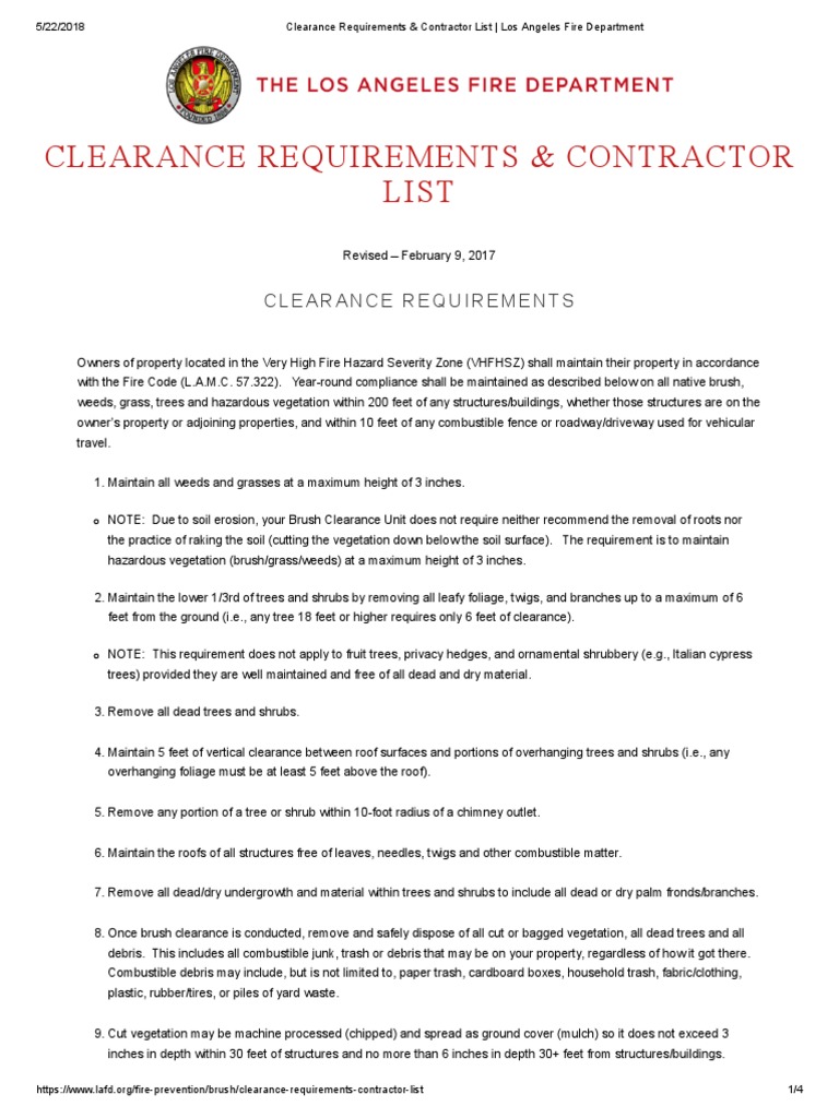 Clearance Requirements & Contractor List - Los Angeles Fire Department ...