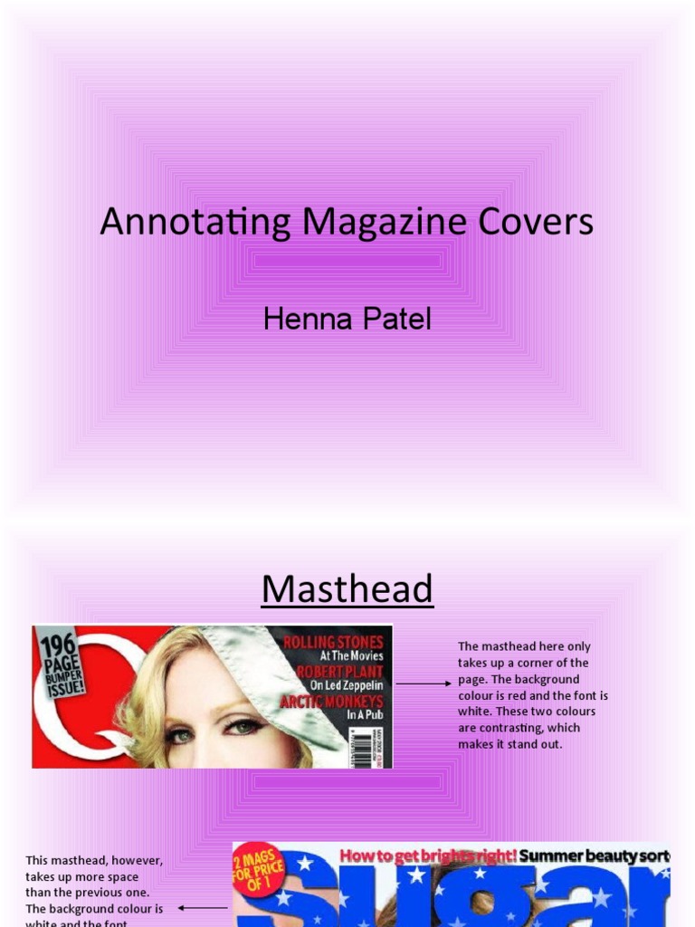 Magazine Cover Annotation Guide | PDF