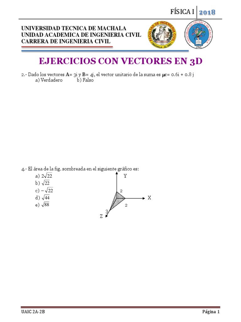 Taller De Vectores En 3d Pdf Vector Euclidiano Geometría