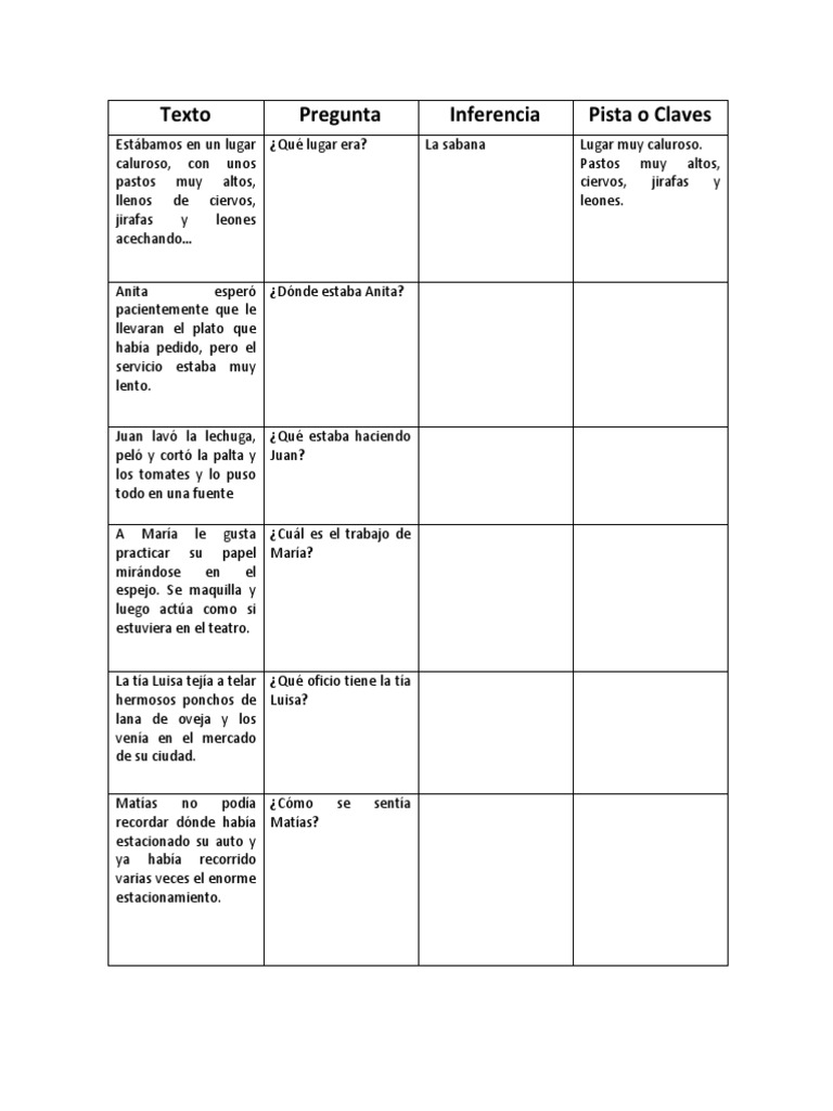 Ejercicios de Inferencia para Primaria | PDF