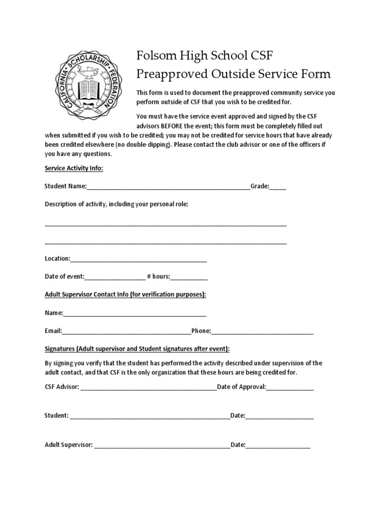 Outside Service Form | PDF