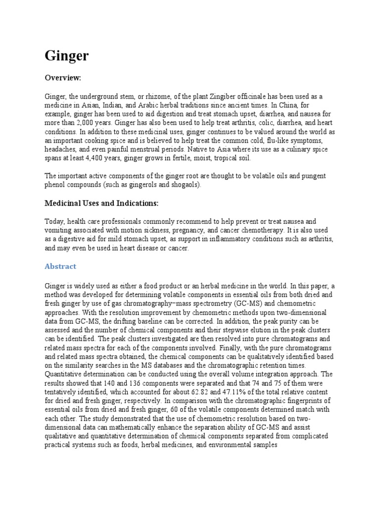 Ginger: Overview | PDF | Ginger | Chromatography