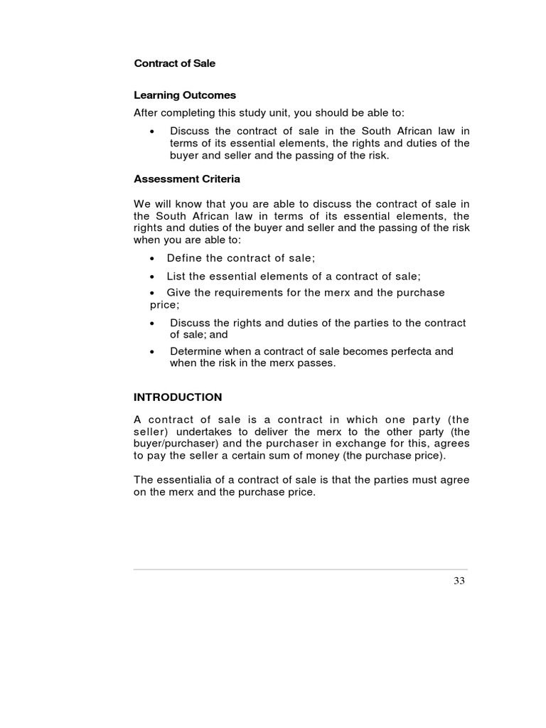 Contract of Sale Notes | PDF | Sales | Prices