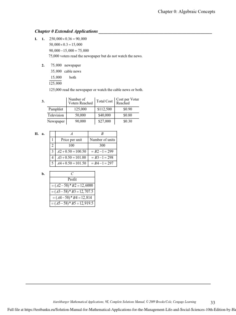 Solution Manual For Mathematical Applications For The Management Life ...