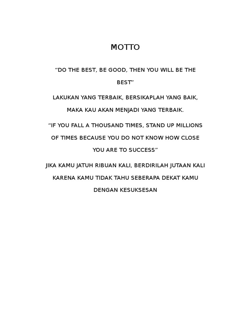 Motto Dan Persembahan | PDF