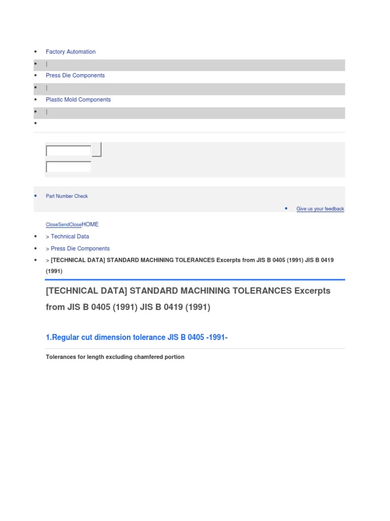 Standard Machining Tolerance JIS B 0405 | PDF
