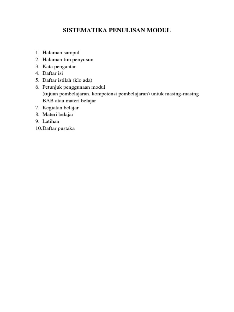 Sistematika Penulisan Modul | PDF