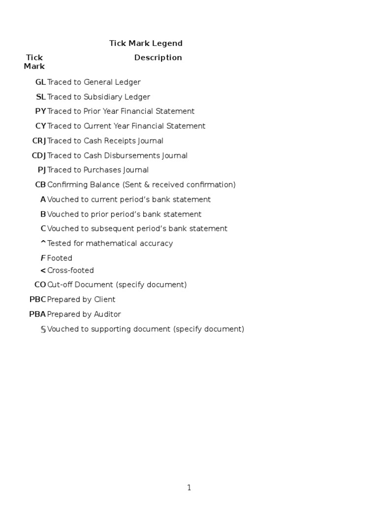 Tick Mark Legend | PDF