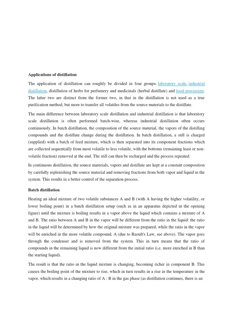 Applications of Distillation | PDF | Distillation | Phases Of Matter