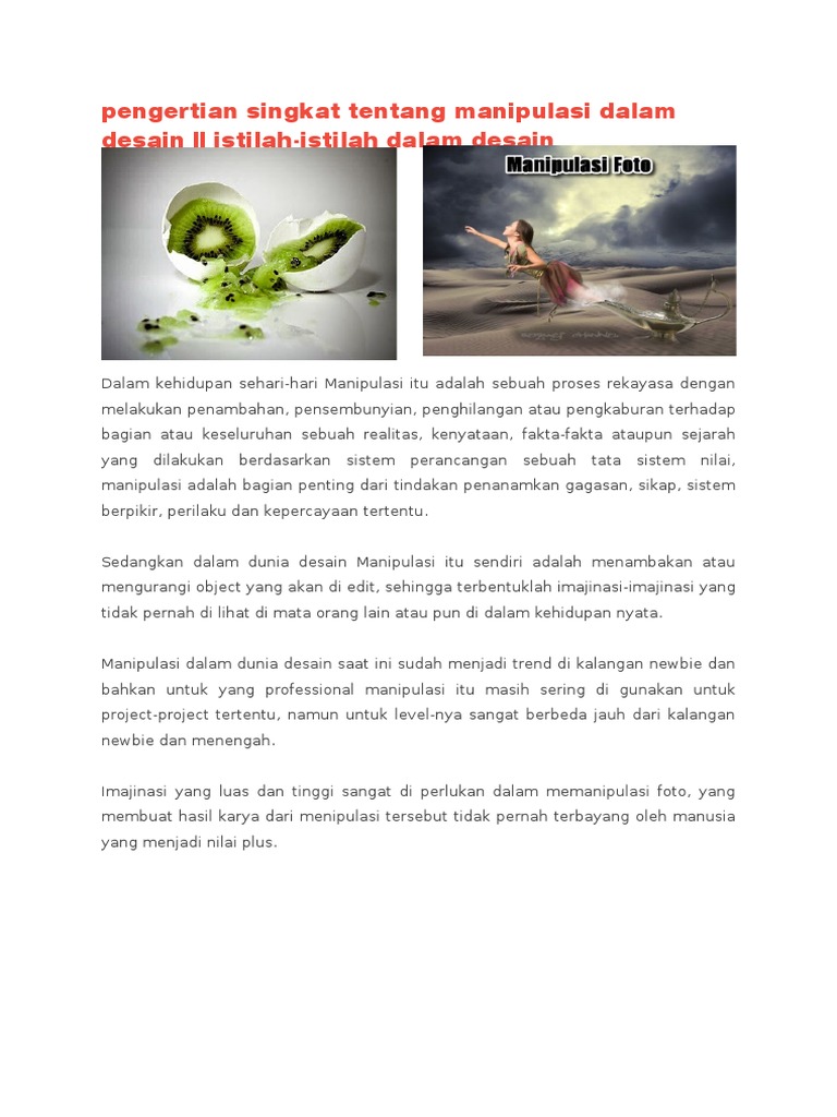 Pengertian Singkat Tentang Manipulasi Dalam Desain | PDF