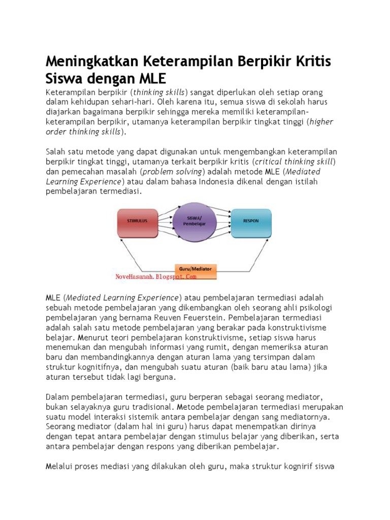 Meningkatkan Keterampilan Berpikir Kritis Siswa Dengan MLE | PDF | Karier & Perkembangan