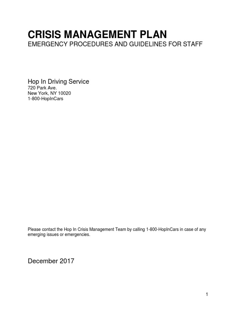 Crisis Management Plan | PDF | Crisis Management | Confidentiality