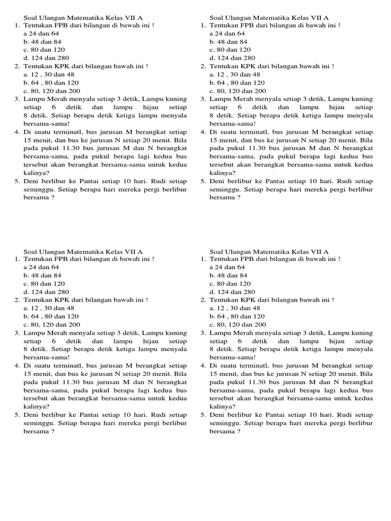 Soal KPK Dan FPB | PDF