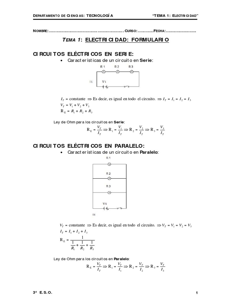 Formulario Circuitos Electricos PDF | PDF