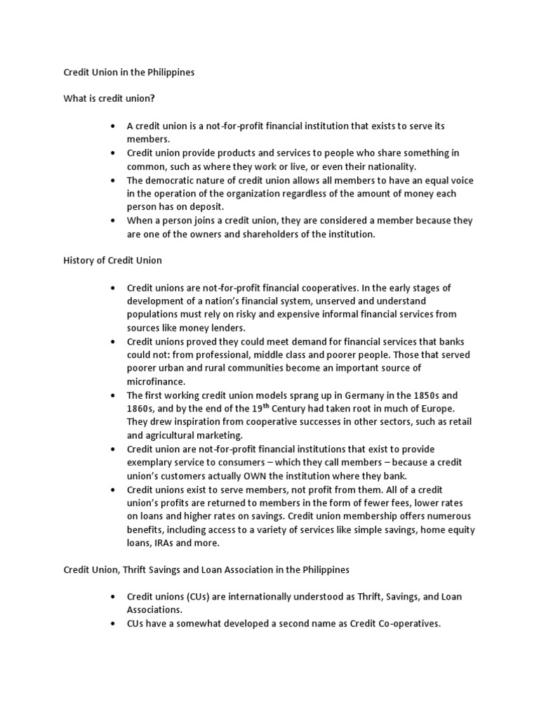 Credit Unions in the Philippines Explained | PDF | Credit Union | Credit