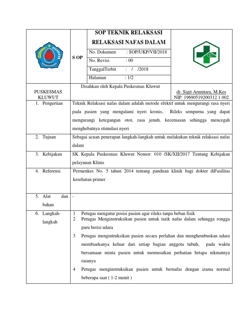 Sop Teknik Relaksasi Nafas Dalam | PDF