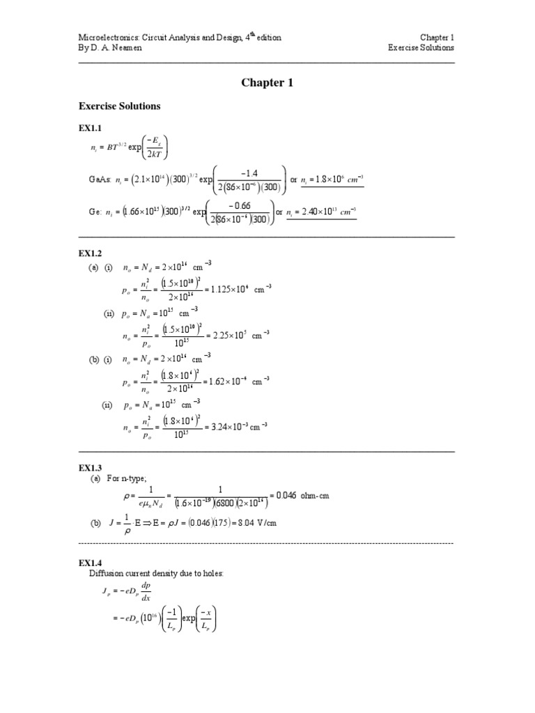 Solution Manual For Microelectronics Circuit Analysis And Design 4th Edition By Neamen Pdf 