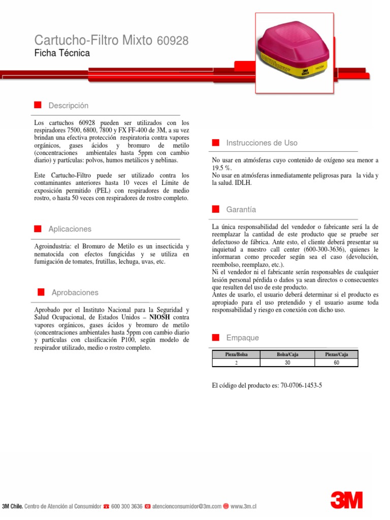 Ficha Técnica 3m Filtro 60928 p100 | PDF | Natureza | Bem-estar