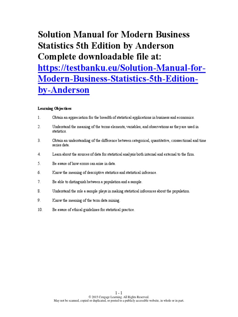 Solution Manual For Modern Business Statistics 5th Edition by Anderson ...