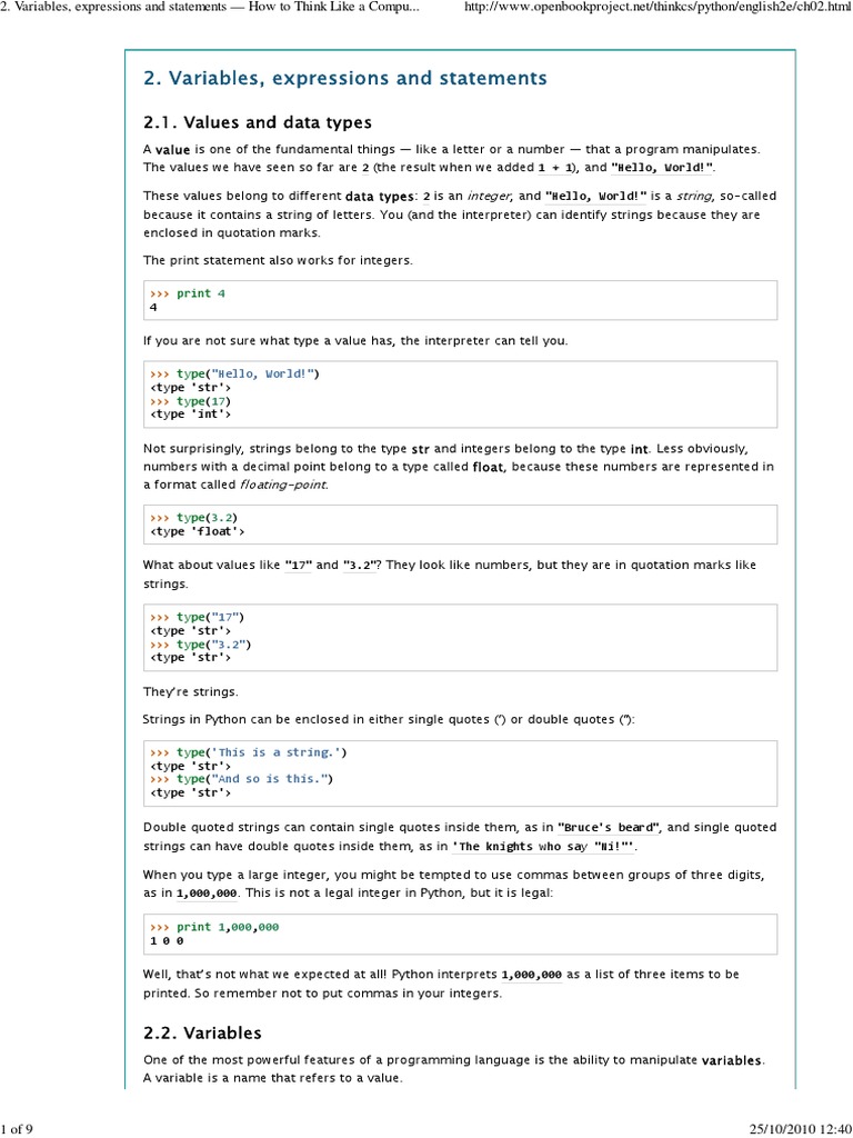 Variables, Expressions A.. | PDF | Data Type | Reserved Word