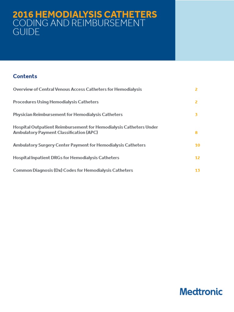 Reimbursement Coding Guide Hemodialysis Catheters | PDF | Chronic ...