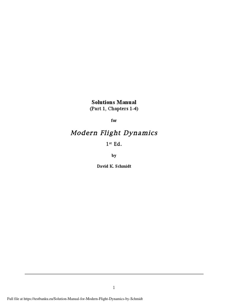 Solution Manual For Modern Flight Dynamics by Schmidt | PDF ...