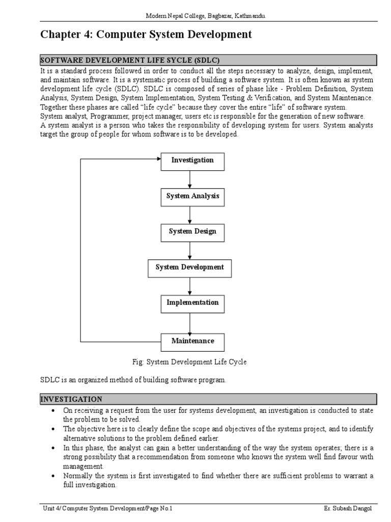 Chapter 4 Computer System Development Pdf Systems Engineering Areas Of Computer Science 