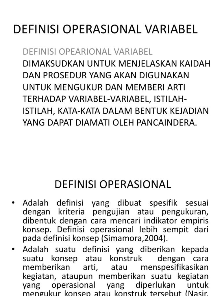 Definisi Operasional Variabel | PDF