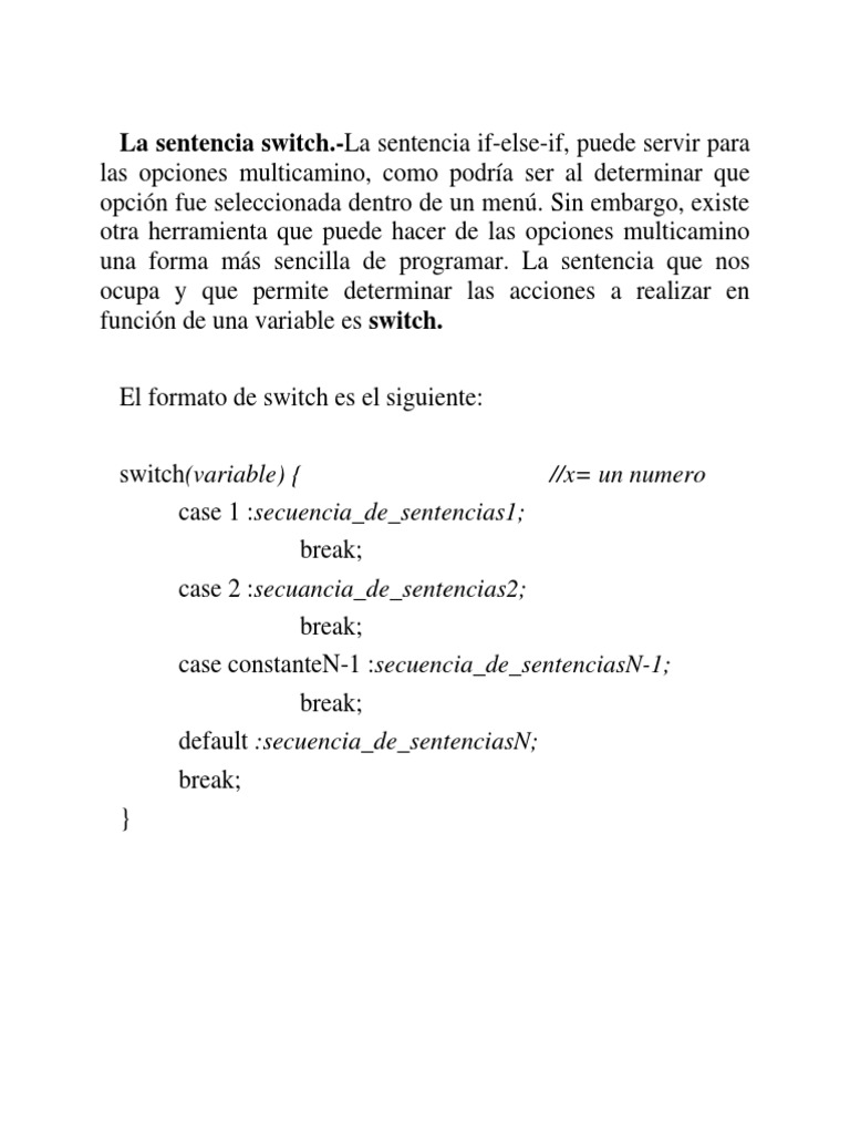 La Sentencia Switch | PDF | Software | Programación de computadoras