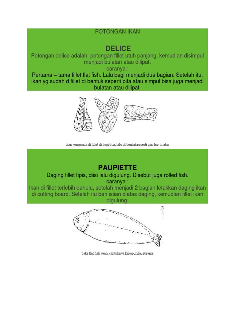 Jenis-Jenis Potongan Ikan dan Cara Membuatnya | PDF | Memasak, Makanan ...